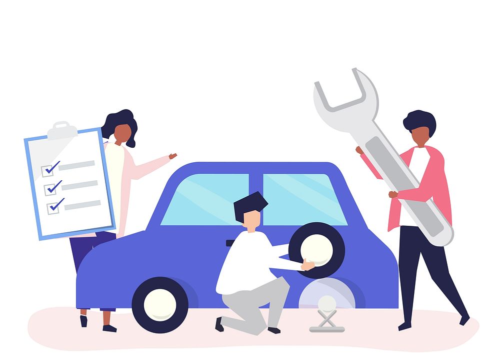 People exchanging a car tire | Premium Vector - rawpixel