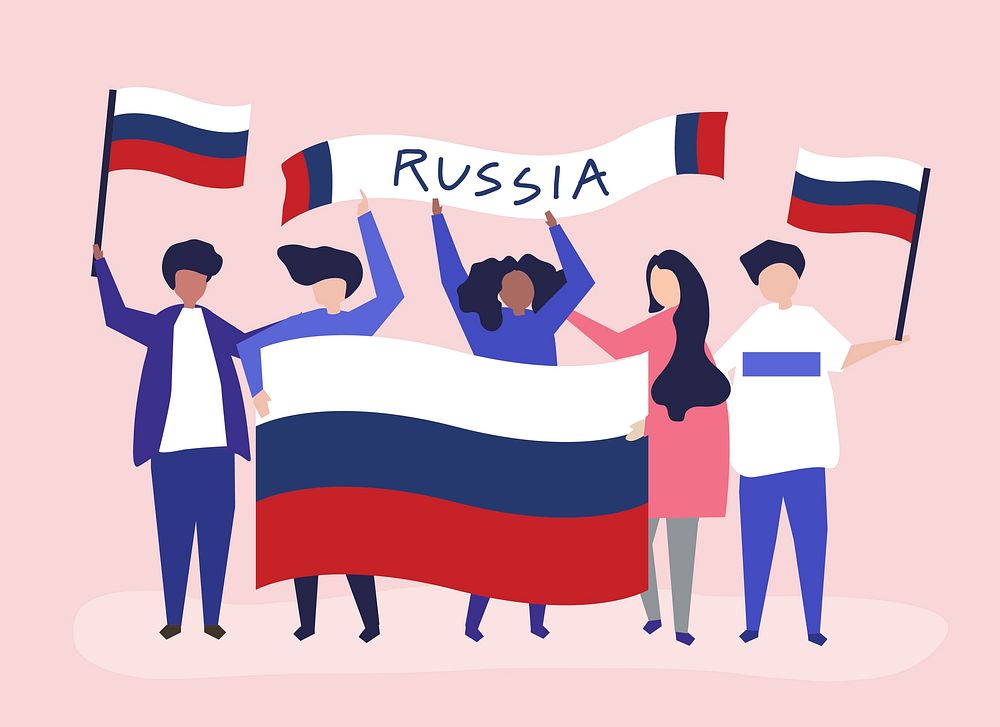 People holding Russian national flags | Premium Vector - rawpixel