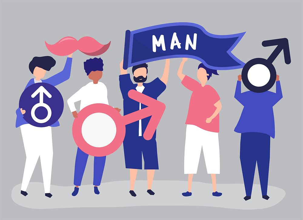 Characters men holding masculine icons | Premium Vector - rawpixel
