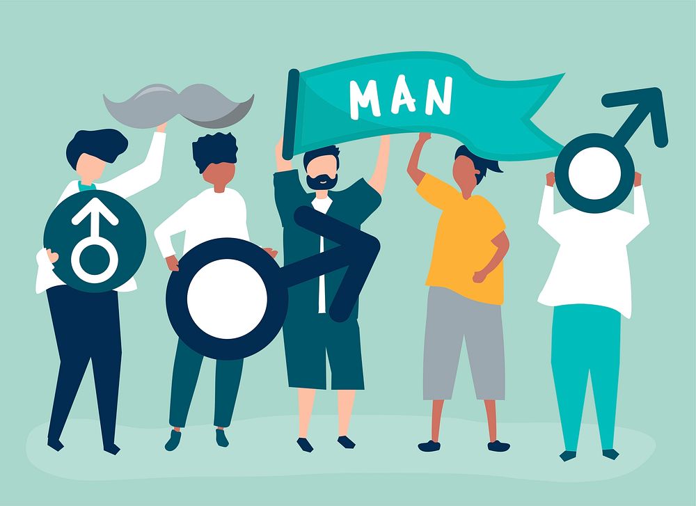 Characters men holding masculine icons | Premium Vector - rawpixel