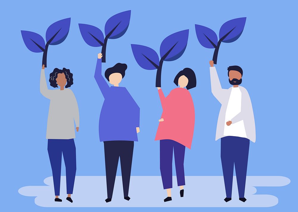 People holding tree icons to raise | Premium Vector - rawpixel