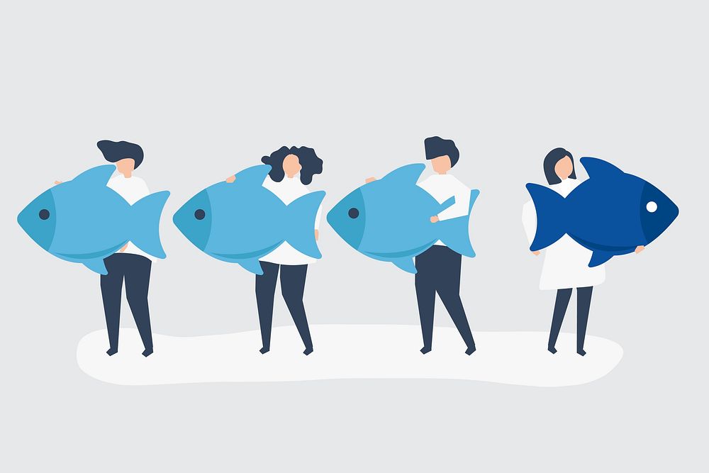 People carrying fish icons leadership | Premium Vector - rawpixel