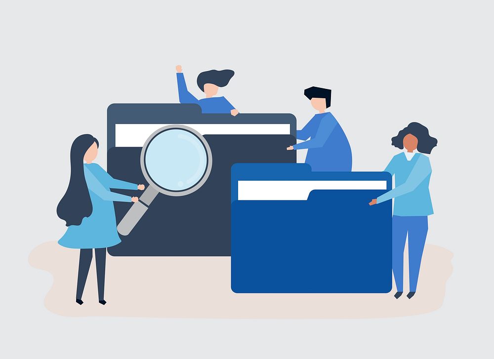Characters of people searching through files | Premium Vector - rawpixel