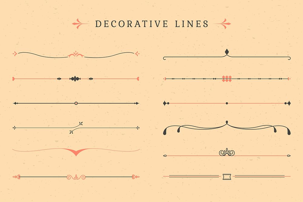 Vintage decorative line collection vectors | Premium Vector - rawpixel
