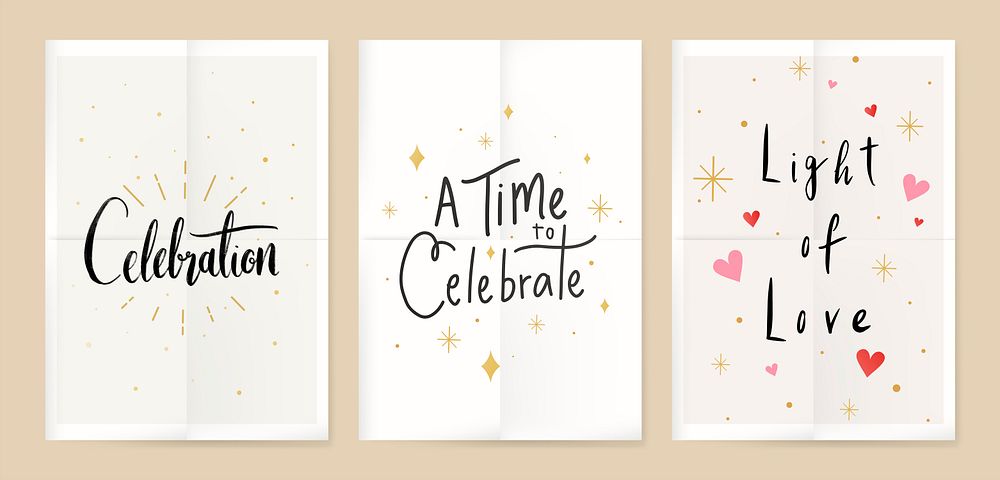 Festive celebration cards typography vector | Premium Vector - rawpixel