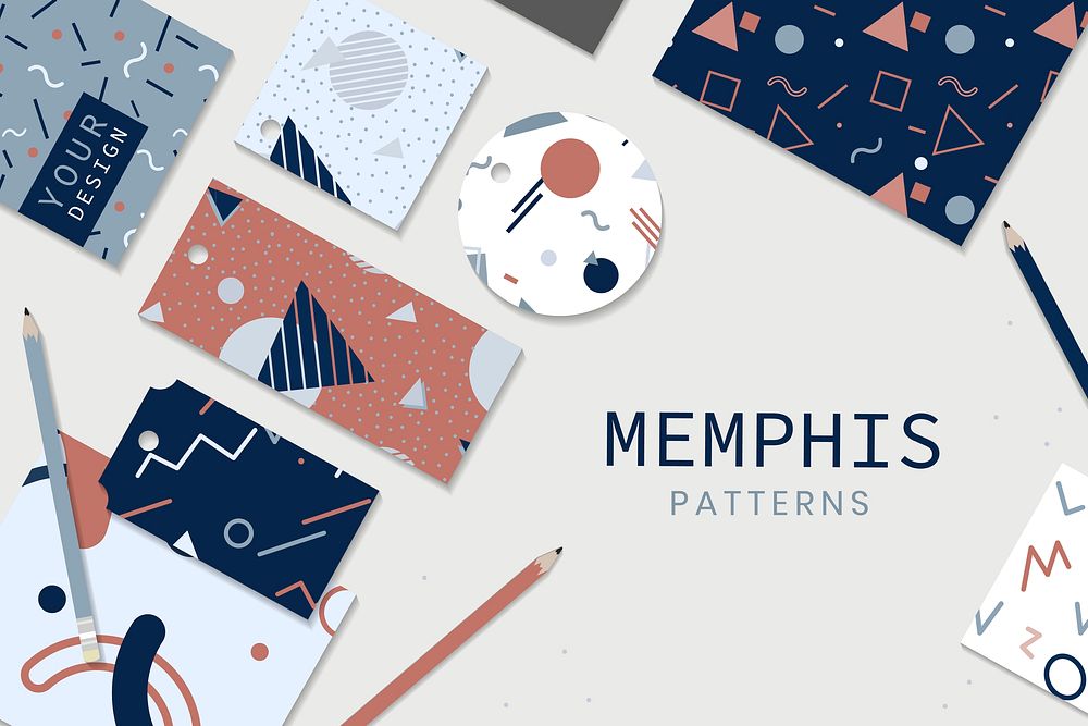 Memphis patterned office supplies vector | Free Vector - rawpixel