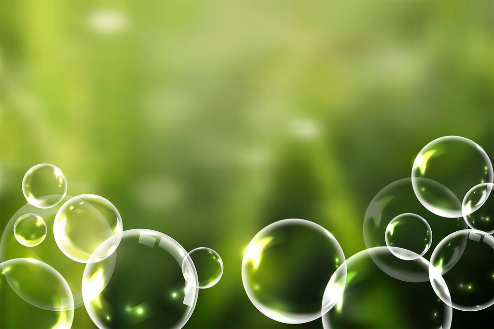 Soap bubbles floating green background | Premium Vector - rawpixel