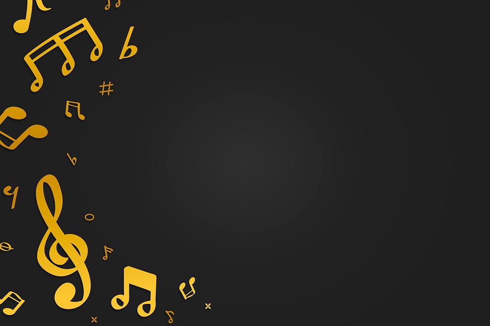 Yellow flowing music notes on black | Free Vector - rawpixel