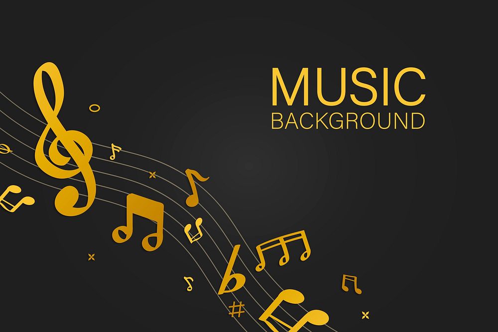 Yellow flowing music notes on black | Free Vector - rawpixel