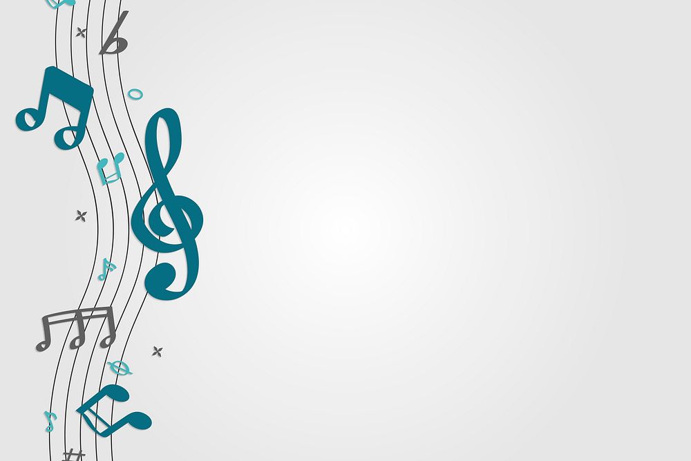 Blue flowing music notes on white | Free Vector - rawpixel