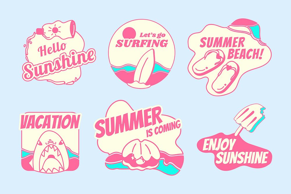 Tropical summer badge collection vectors | Premium Vector - rawpixel