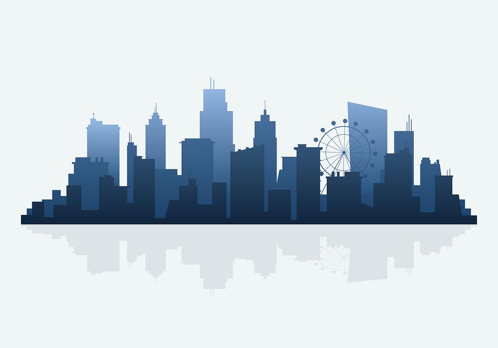 Blue silhouette cityscape background vector | Premium Vector - rawpixel