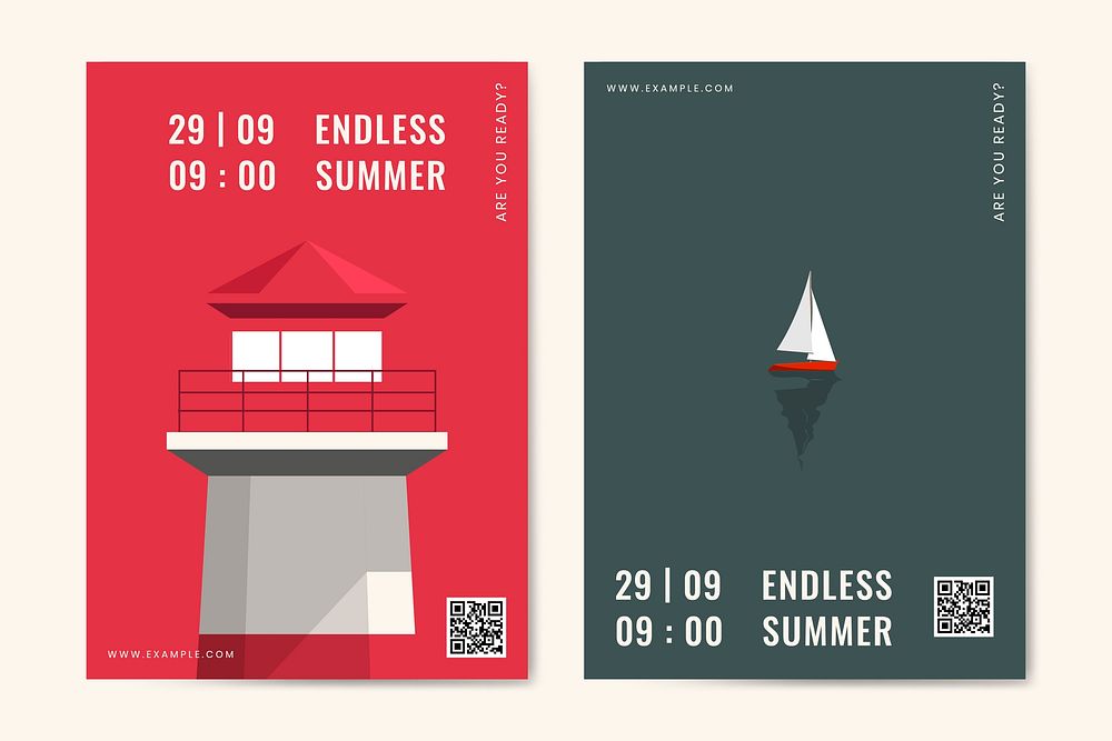 Tropical summer time card vectors | Free Vector - rawpixel