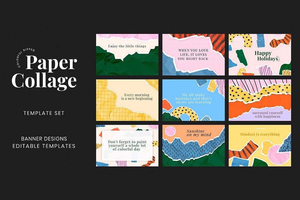 Ripped paper collage banner vector | Premium Vector - rawpixel