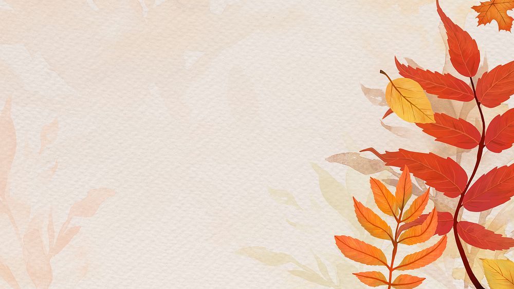 Fall leaves beige background psd | Premium PSD - rawpixel