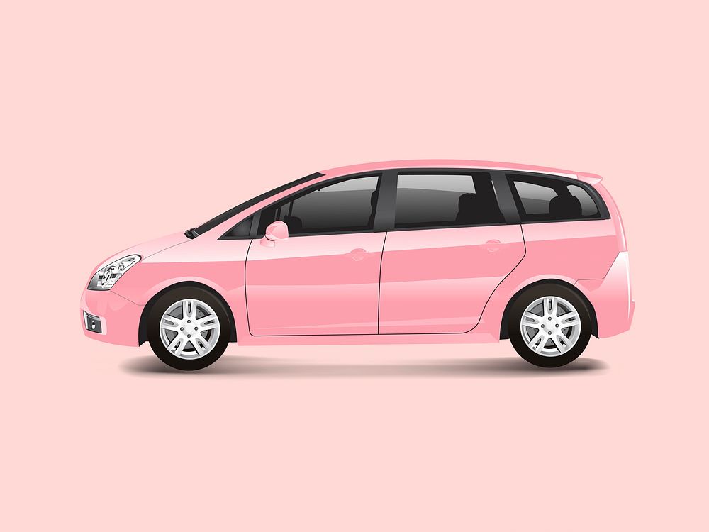Pink MPV minivan automobile vector | Premium Vector - rawpixel