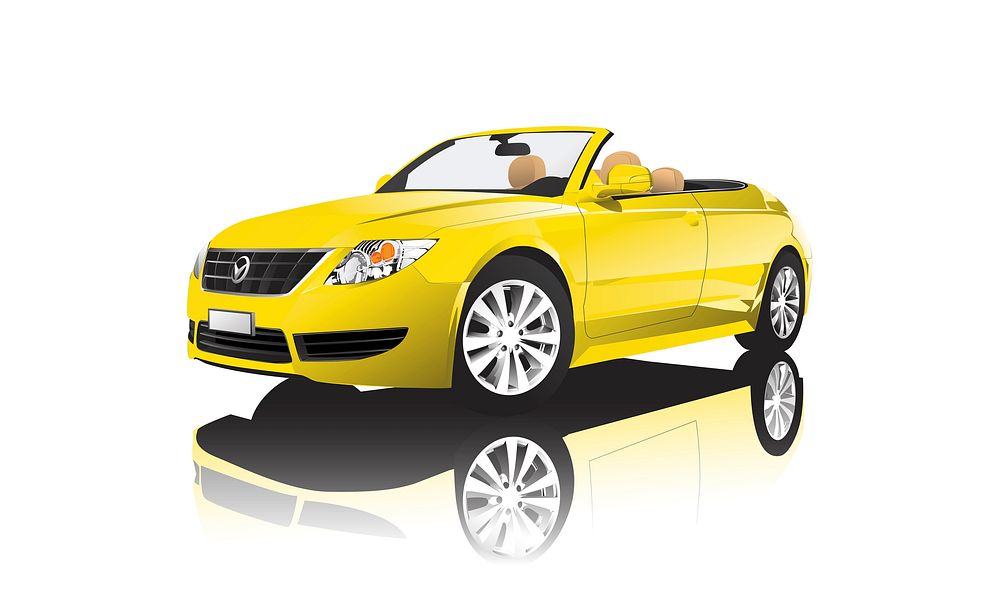 Yellow convertible car isolated white | Premium Vector - rawpixel