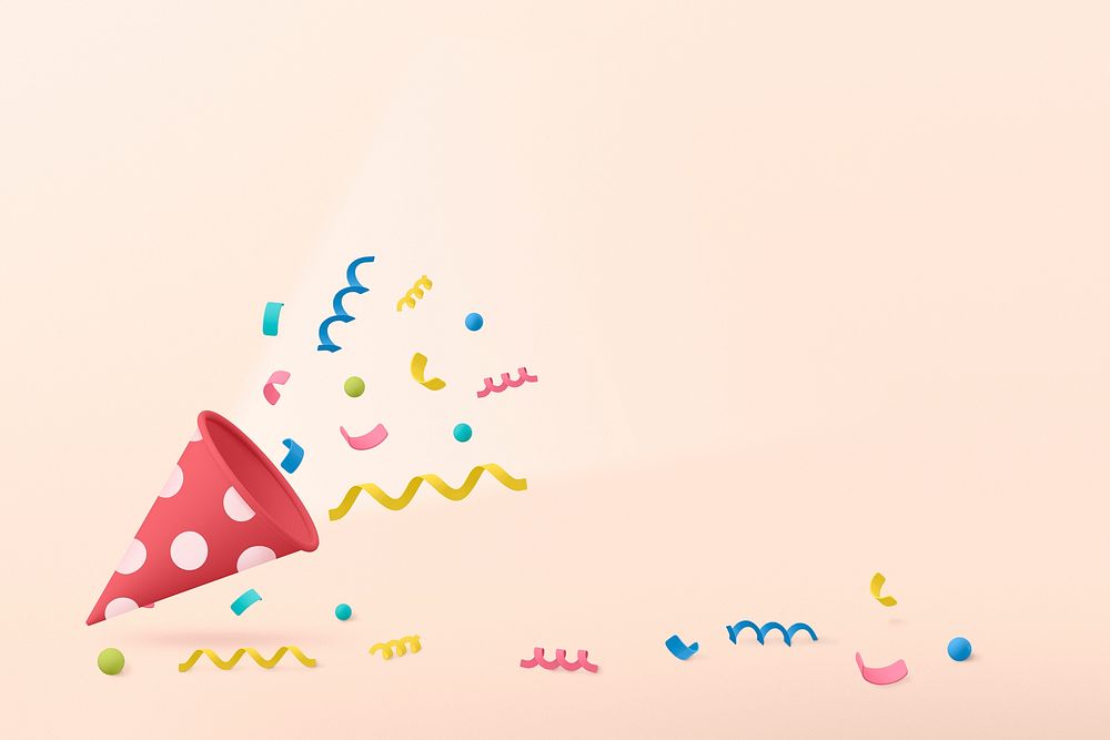 Party popper background, 3d birthday | Free Photo - rawpixel