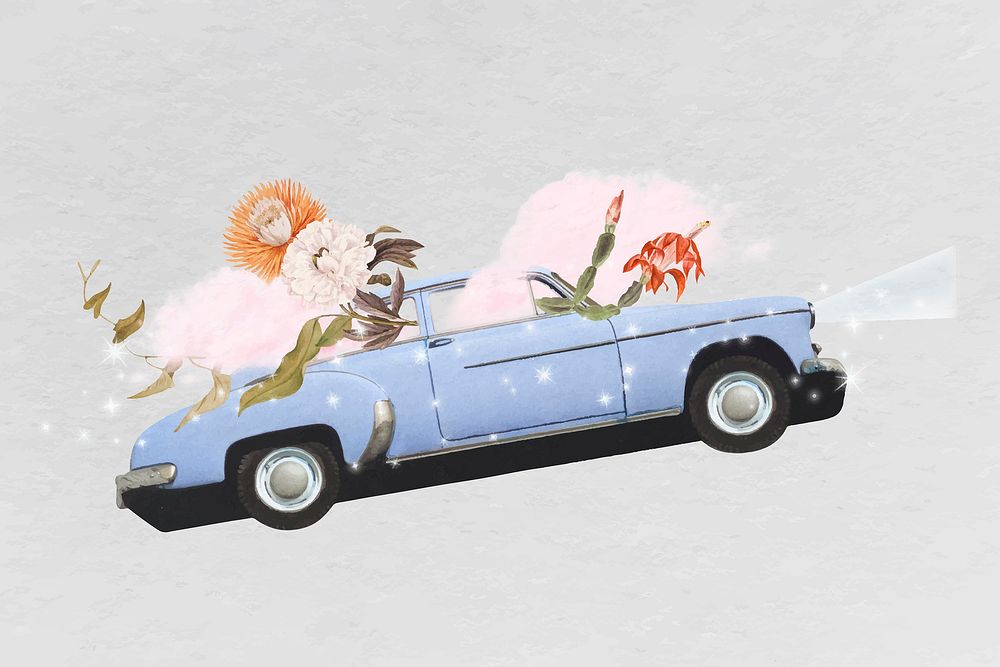 Flying vintage car cut out, | Premium Vector Illustration - rawpixel