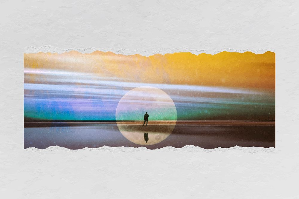 Sunset collage element, ripped paper | Premium Vector Illustration ...