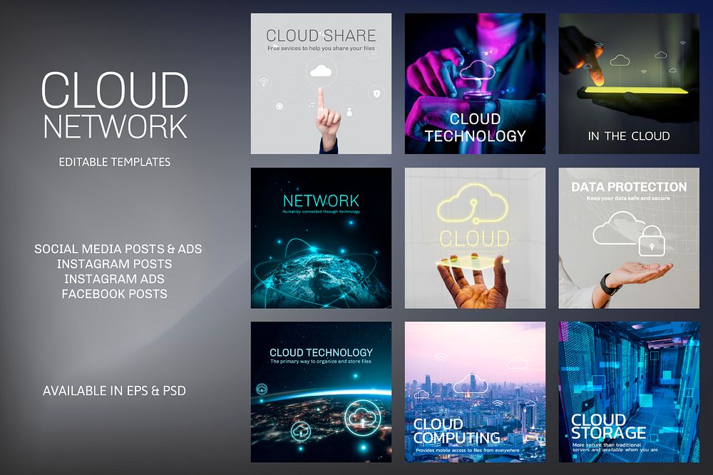 Cloud network editable template psd | Premium PSD - rawpixel