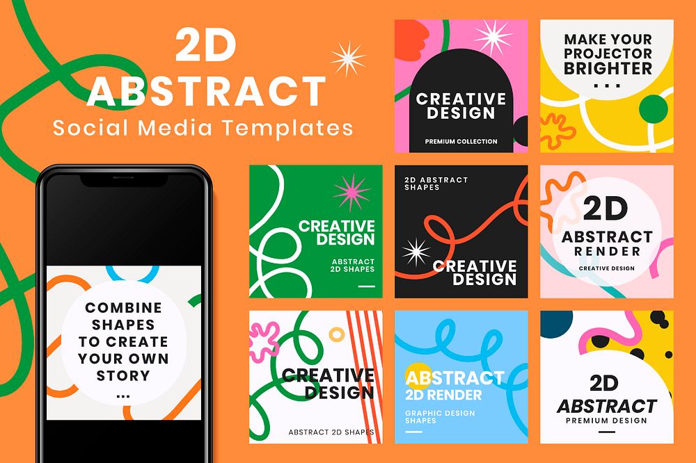 Abstract Instagram post template set | Premium PSD - rawpixel