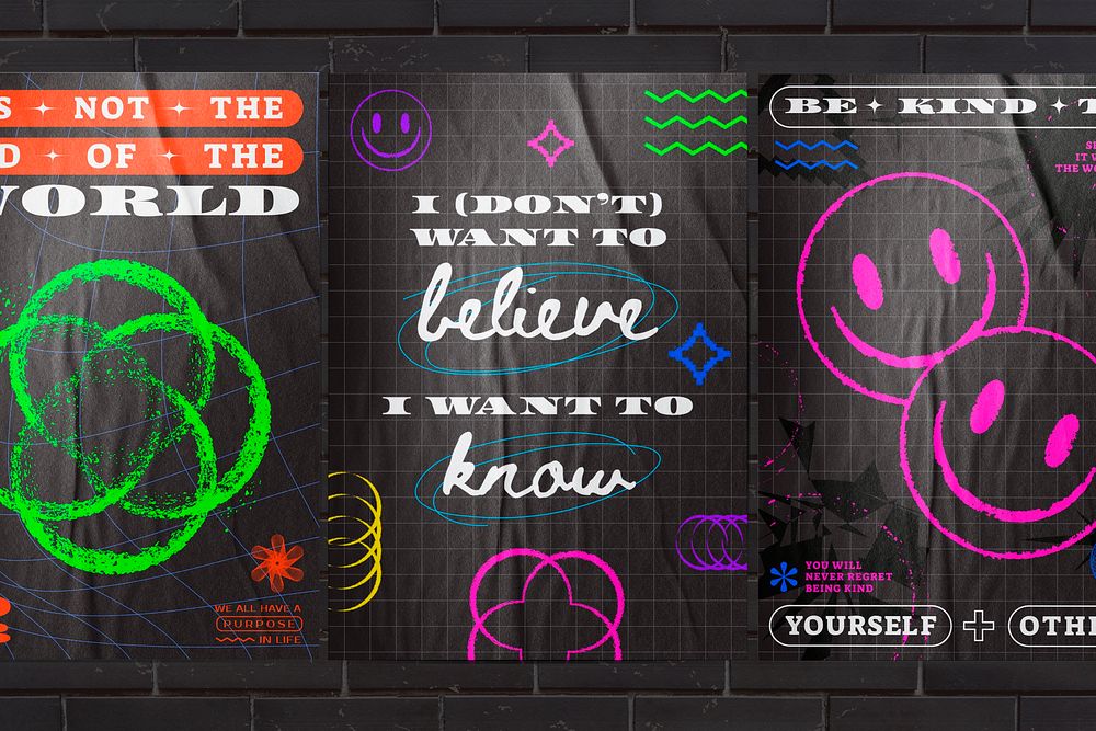 Funky abstract poster, black and | Free Photo - rawpixel