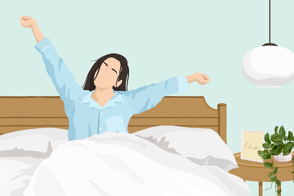 Woman waking up, aesthetic illustration | Premium Photo Illustration ...
