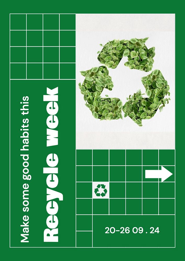 Recycle week poster template, editable | Premium Editable Template ...