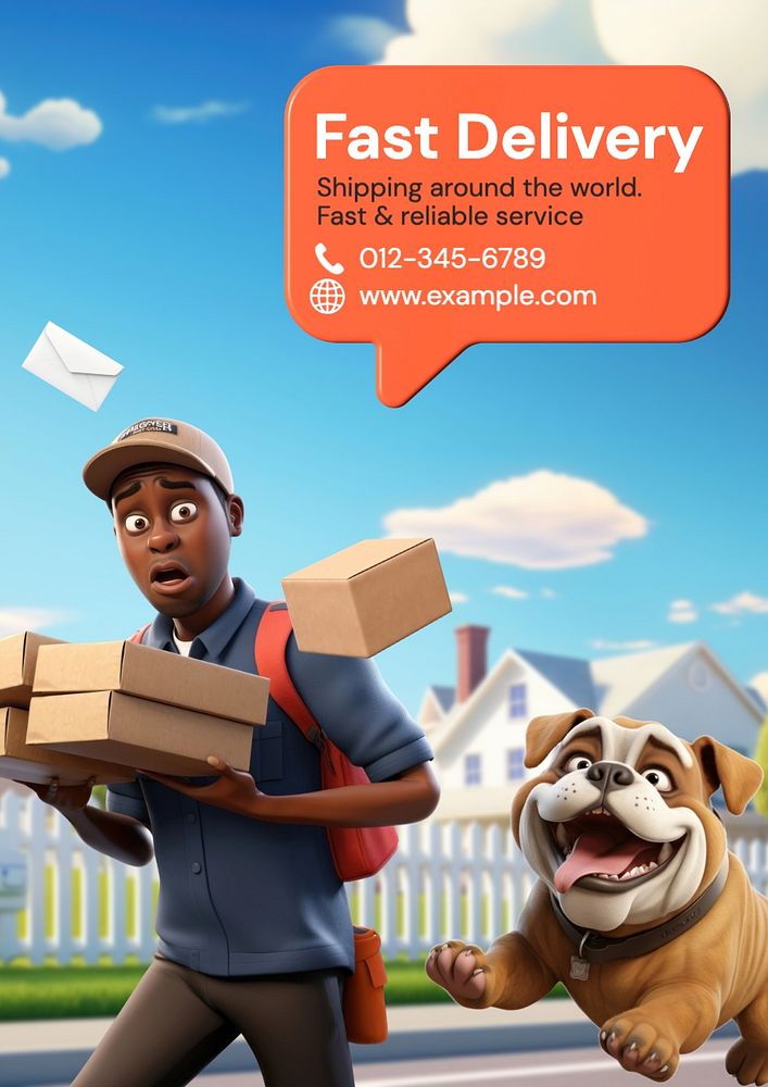 Fast delivery poster template, editable | Premium Editable Template ...