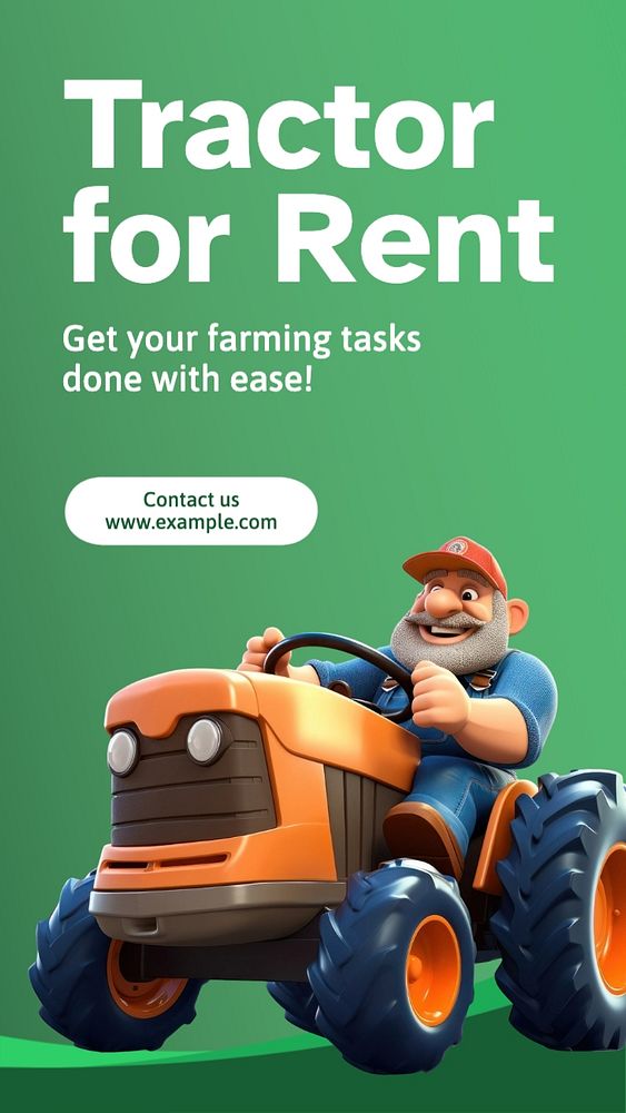 Tractor rent Instagram story template, | Premium Editable Template ...