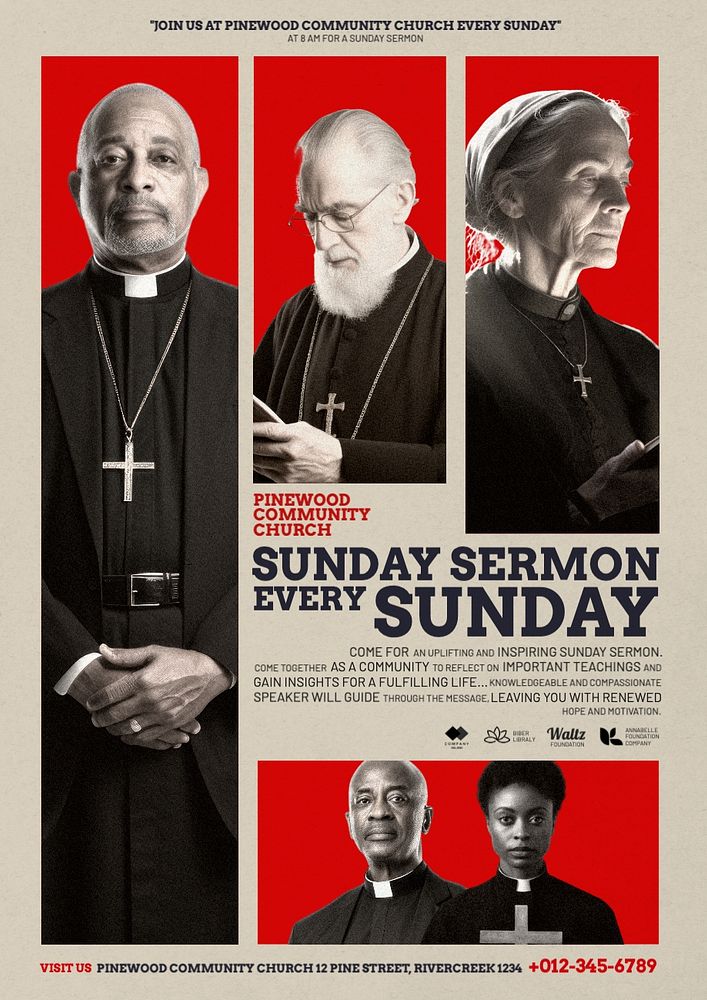 Sunday sermon poster template, editable | Premium Editable Template ...
