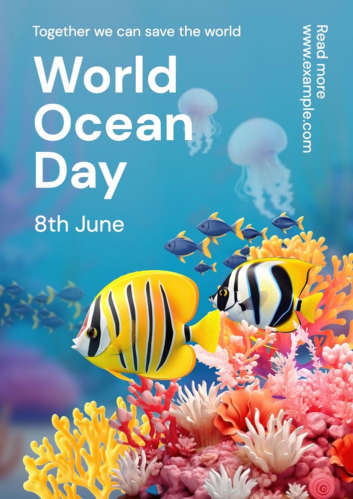 Ocean day editable poster template | Free Editable Template - rawpixel