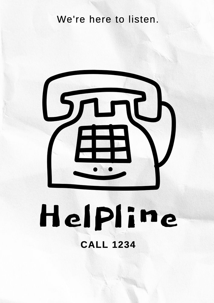 Helpline poster template, editable text | Free Editable Template - rawpixel