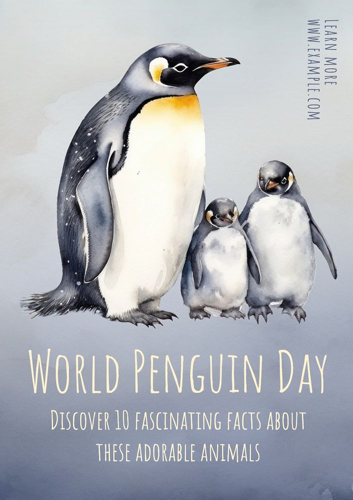 World penguin day poster template, | Premium Editable Template - rawpixel