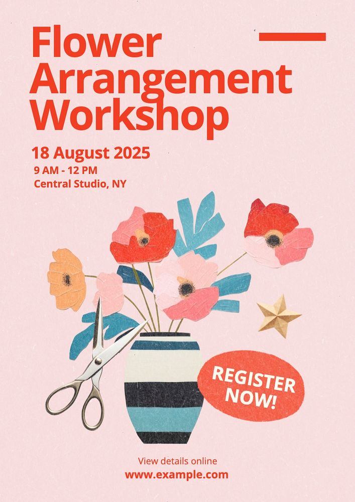 Flower arrangement workshop poster template, | Premium Editable ...