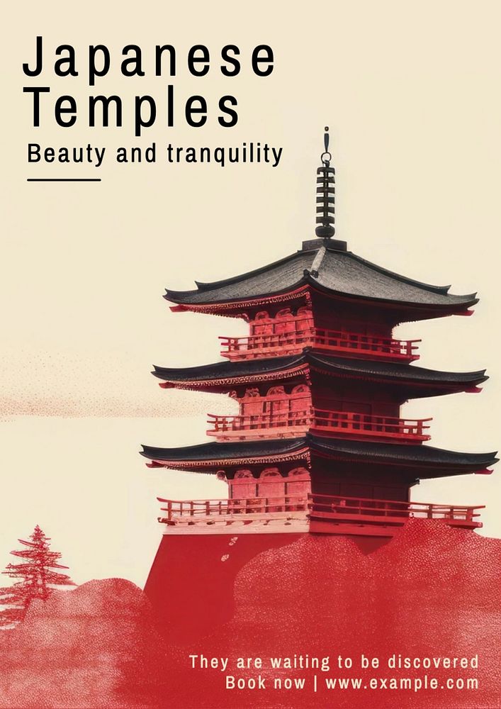 Japanese temples poster template, editable | Premium Editable Template ...