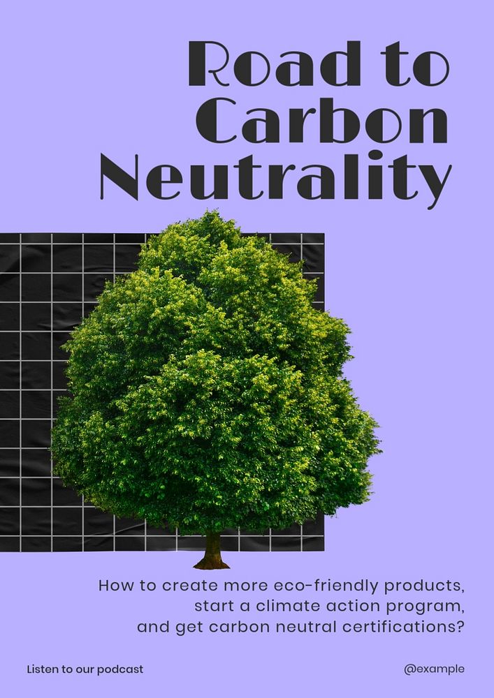 Carbon neutrality poster template, editable | Premium Editable Template ...