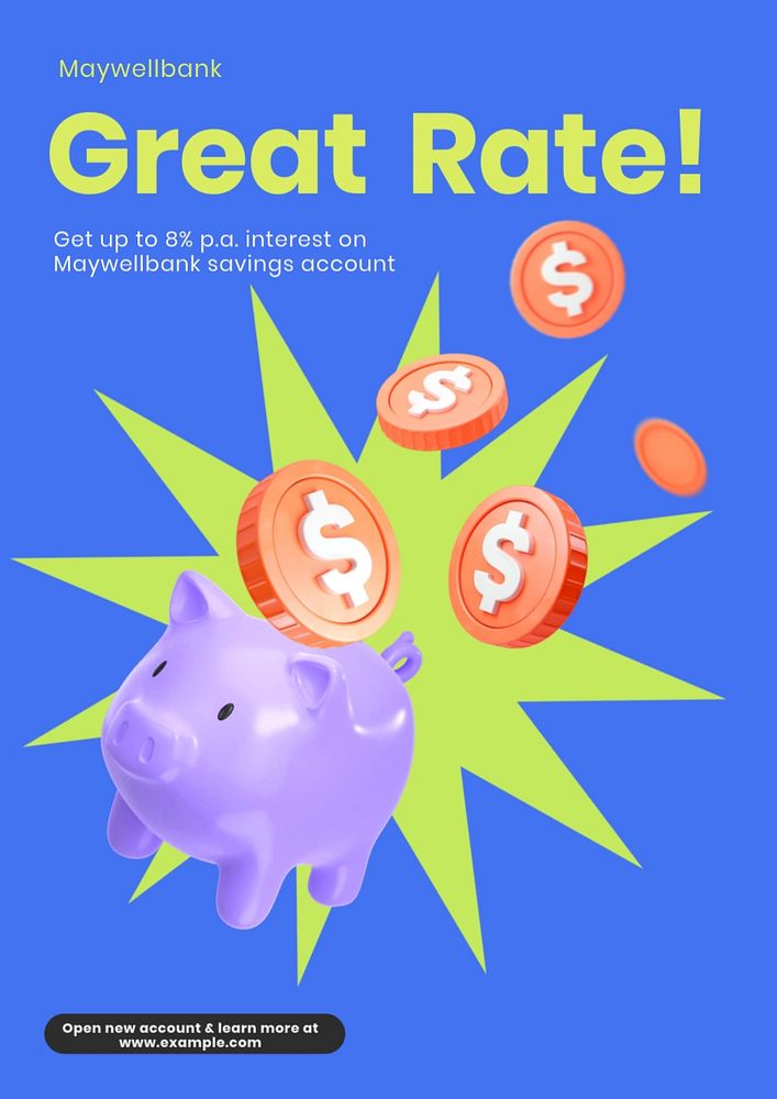 Savings account poster template, editable | Premium Editable Template ...