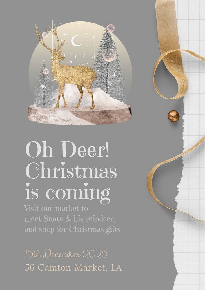 Christmas snow globe poster template, | Premium Editable Template ...