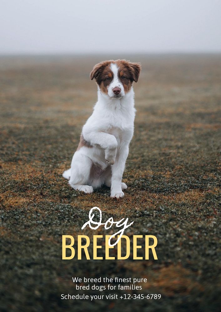 Dog breeder poster template, editable | Premium Editable Template ...