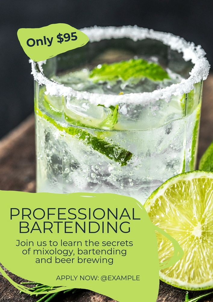 Professional bartending poster template, editable | Premium Editable ...