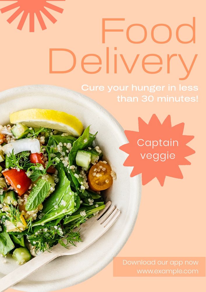 Food delivery poster template, editable | Premium Editable Template ...