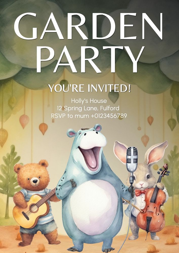 Garden party poster template, editable | Premium Editable Template ...