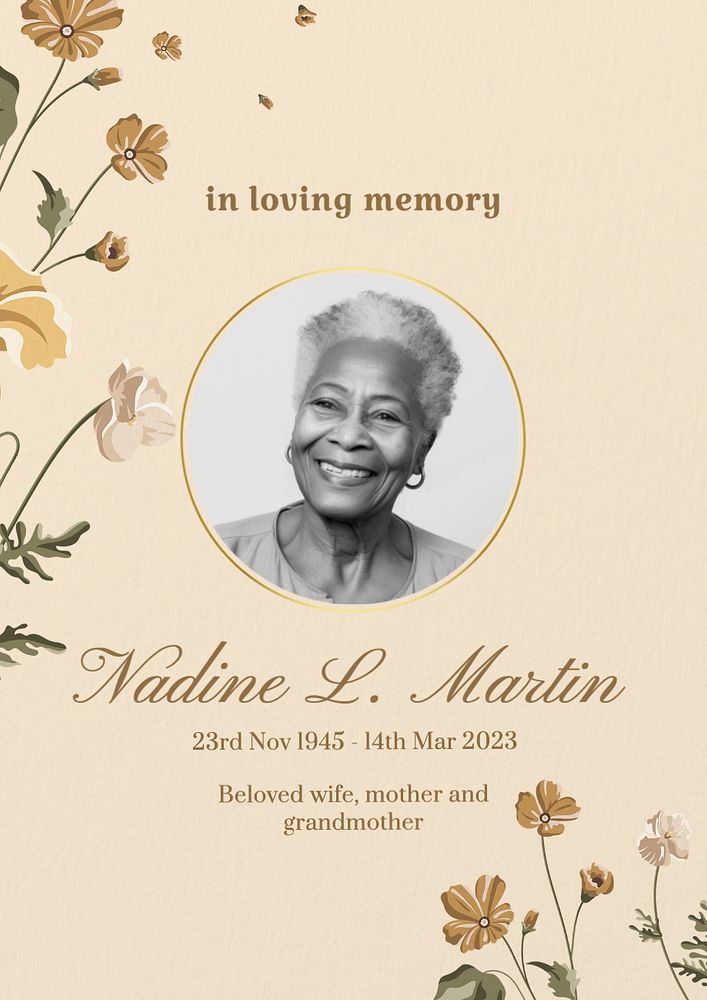 Funeral obituary poster template and | Premium Editable Template - rawpixel