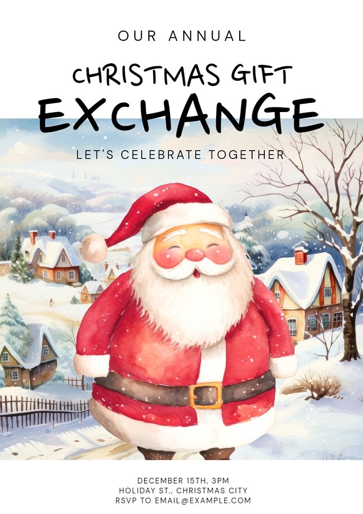 Christmas gift exchange poster template | Premium Editable Template ...