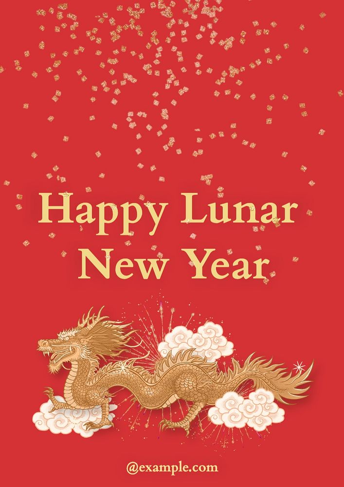 Happy Lunar New Year poster | Free Editable Template - rawpixel