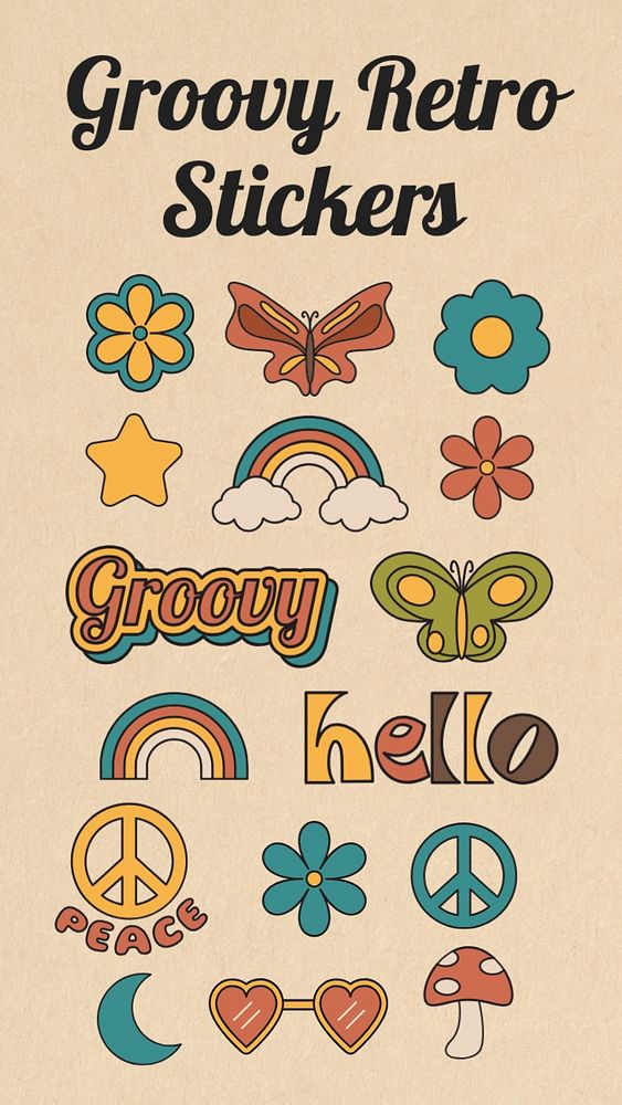 Groovy retro sticker, editable remix | Premium Editable Design - rawpixel