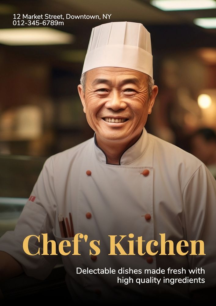 Chef's kitchen poster template, editable | Premium Editable Template ...