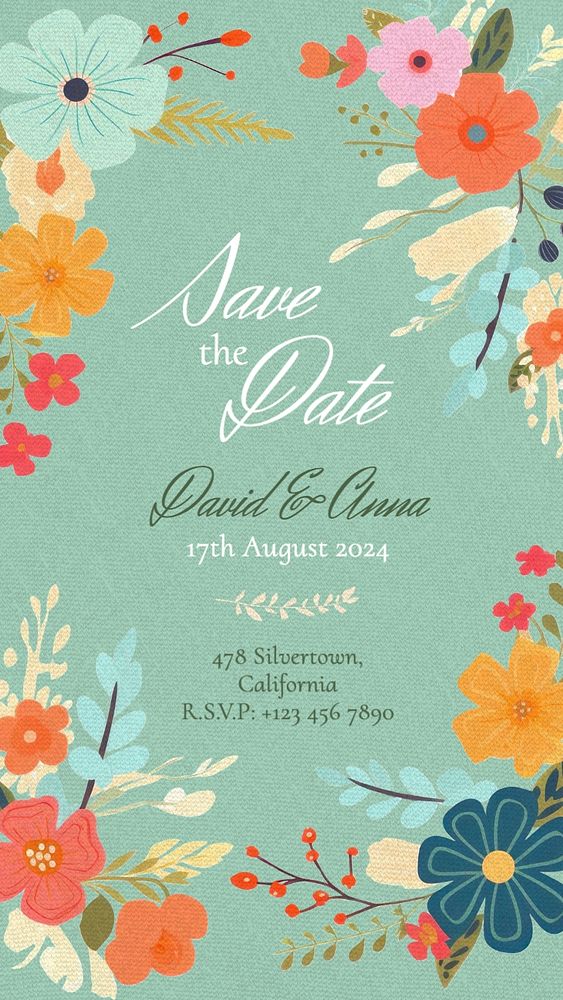 Wedding invitation Facebook story template | Premium Editable Template ...